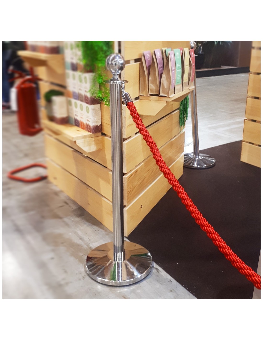 Colonnina Segnapercorso Cromata con Cordone - Uso Interno ed Esterno