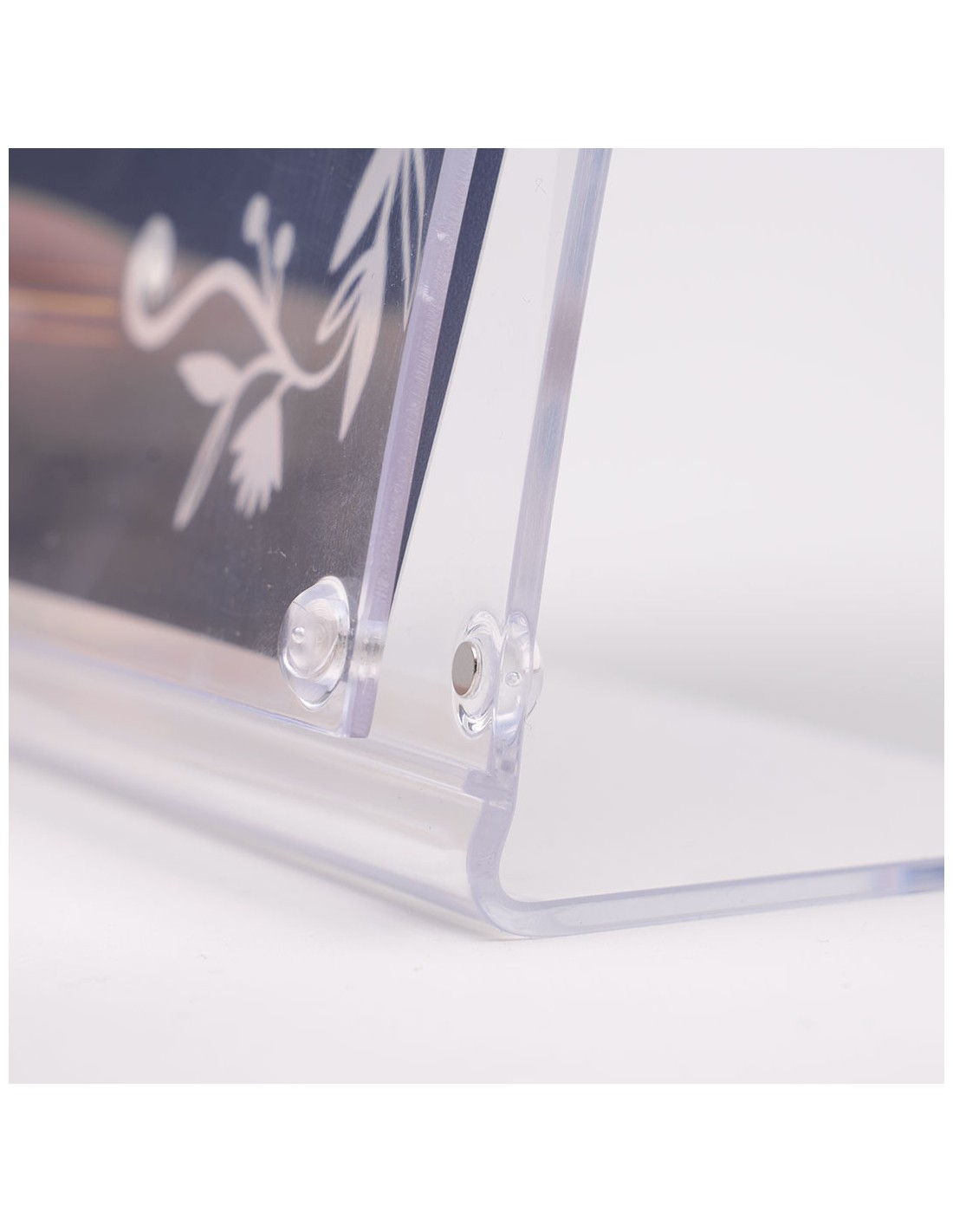 Portafoto da tavolo in plexiglass orizzontale con magneti